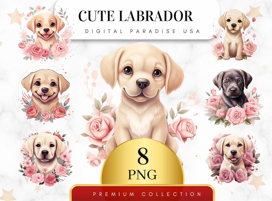 Set of 8, Cute Labrador Clipart, Labrador PNG, Dog Clipart, Puppy ...
