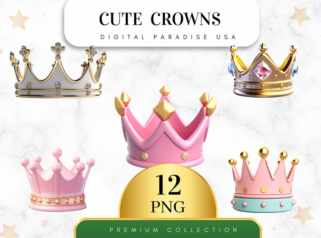 Set of 12, Cute Crowns Clipart, Crown PNG, Princess Clipart, Royal ...