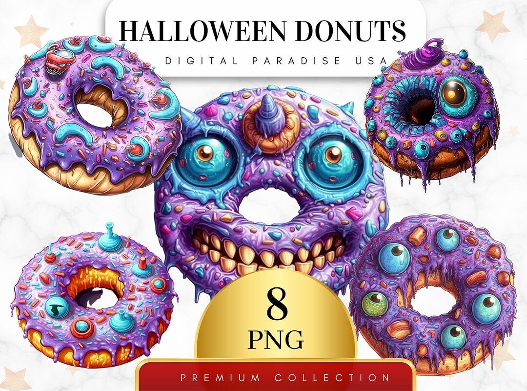 Set of 8 Halloween Donut Clipart Spooky Donut PNG Trick or - Etsy