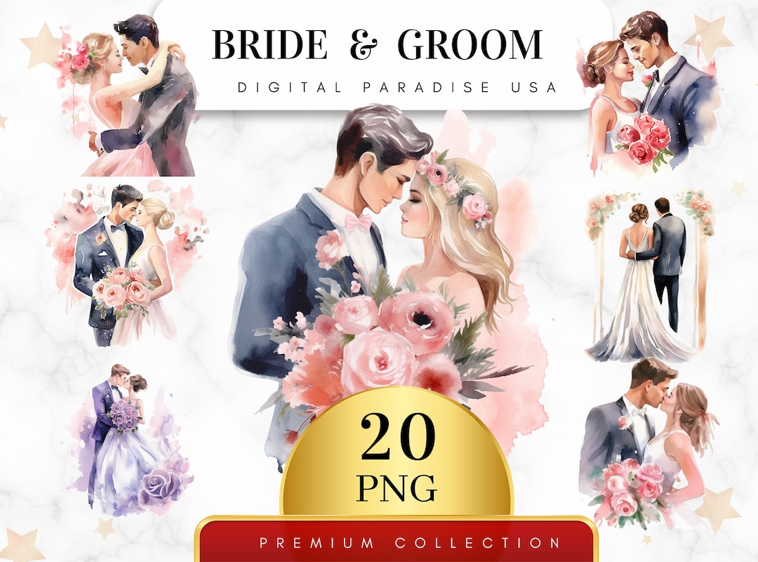 Set of 20, Bride and Groom Clipart, Wedding Clipart, Just Married ...