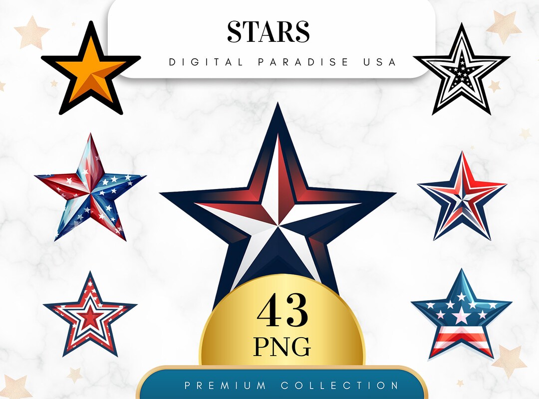 Set of 43, Watercolor Stars Clipart, Star PNG, Celestial Clipart, Stars ...