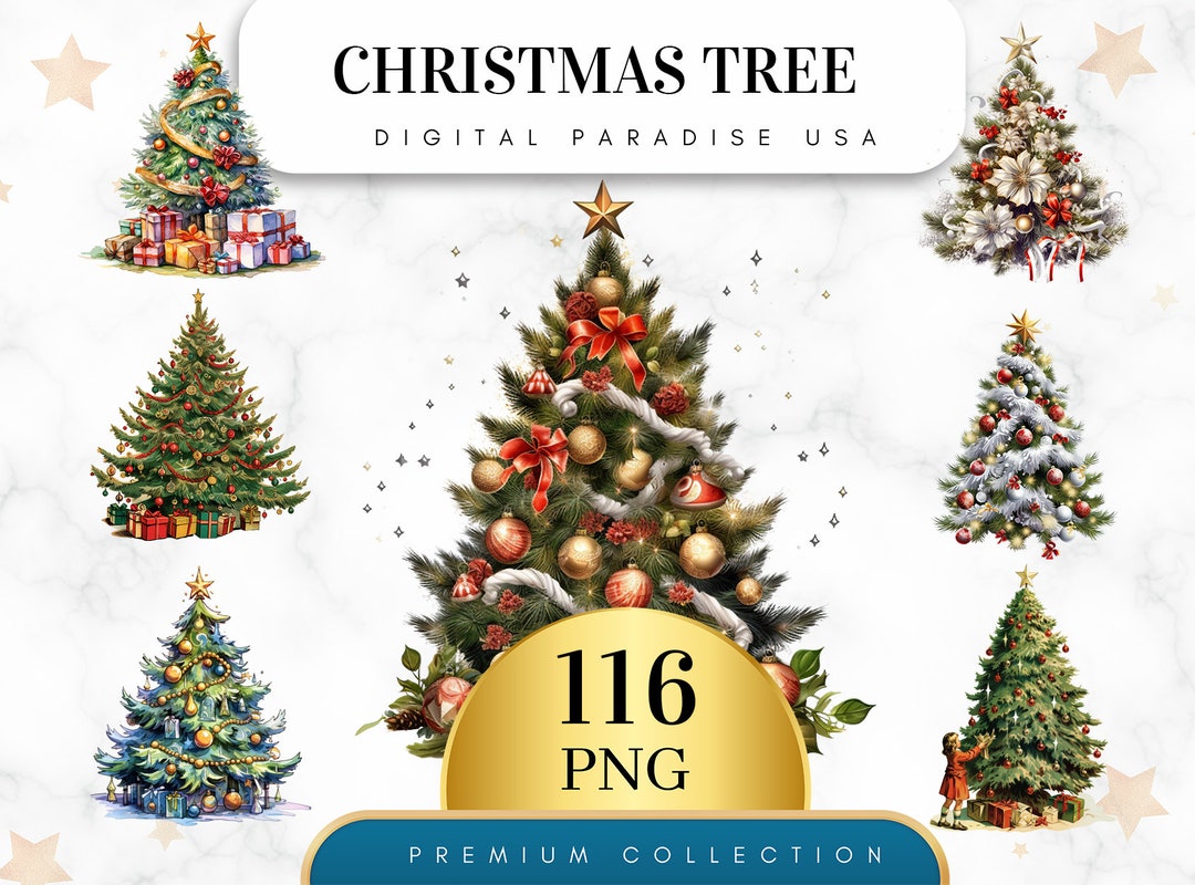 Set of 116, Christmas Tree Clipart, Holiday Clipart, Christmas Decor ...
