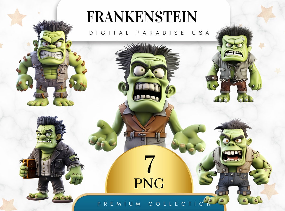 Set of 7, Frankenstein Clipart, Halloween Clipart, Frankenstein PNG ...