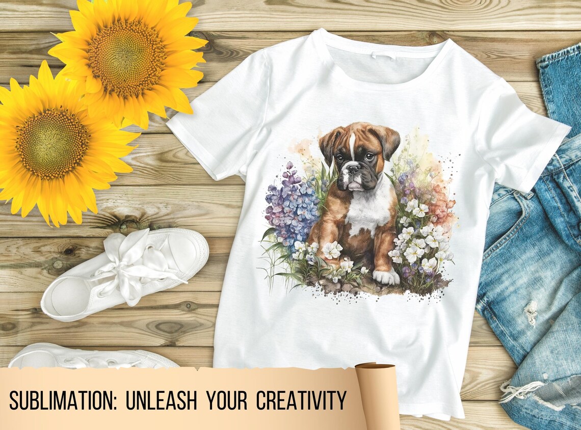 Set of 14 Watercolor Boxer Dog Clipart Spring Boxer Dog With - Etsy