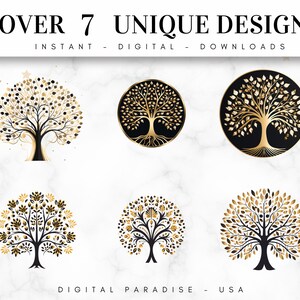 Set of 7, Tree Logos Clipart, Tree PNG, Tree Illustrations, Tree Logo ...