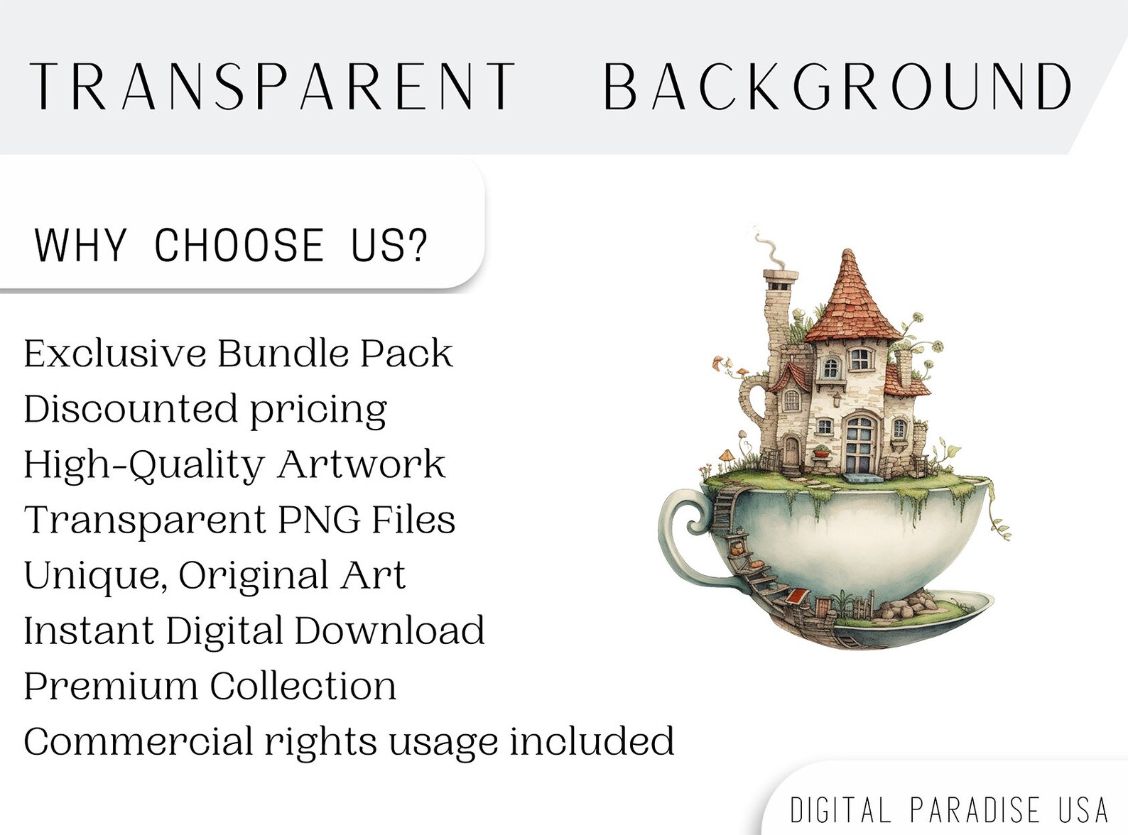 Set of 19, Fantasy Cup Houses Clipart, Cup House PNG, Digital Download ...