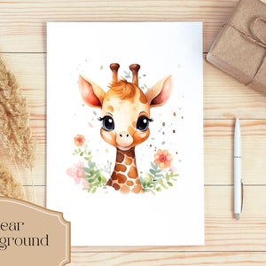 Set of 12, Cute Giraffe Clipart, Giraffe PNG, Baby Animal Clipart ...