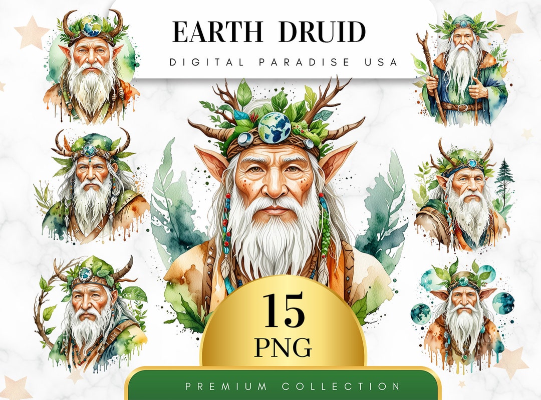 Set of 15, Earth Druid Clipart, Nature Witch Clipart, Earth Magic PNG ...