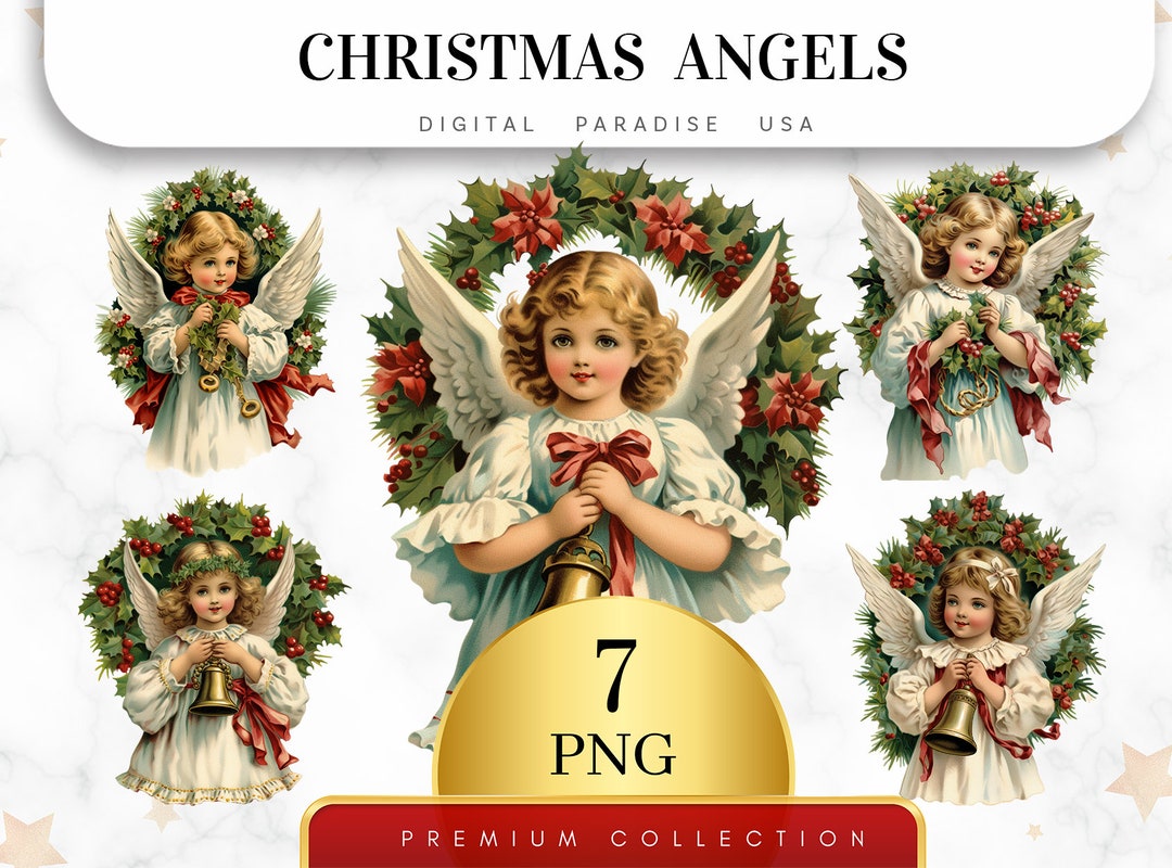 Set of 7, Christmas Angel Clipart, Angel PNG, Holiday Clipart ...