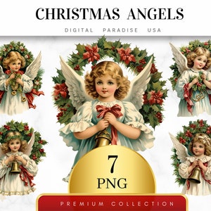 Set of 7, Christmas Angel Clipart, Angel PNG, Holiday Clipart ...