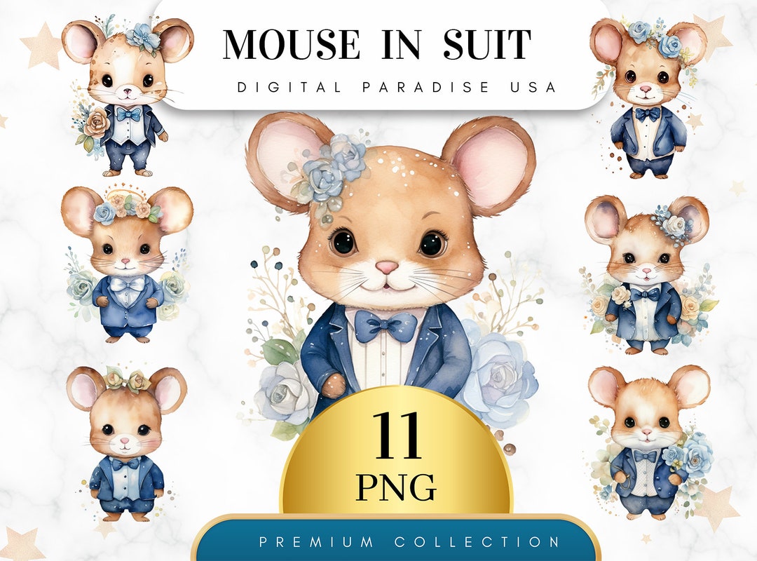 Set of 11, Mouse in Suit Clipart, Mouse Clipart, Suit Clipart ...