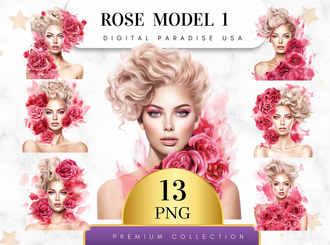 Set of 13 Rose Model Clipart 1 Rose Model PNG Fashion Girl - Etsy