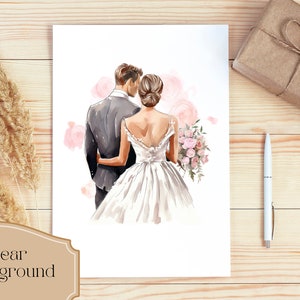 Set of 15, Wedding Couples Pink Backside, Wedding Day Clipart PNG ...