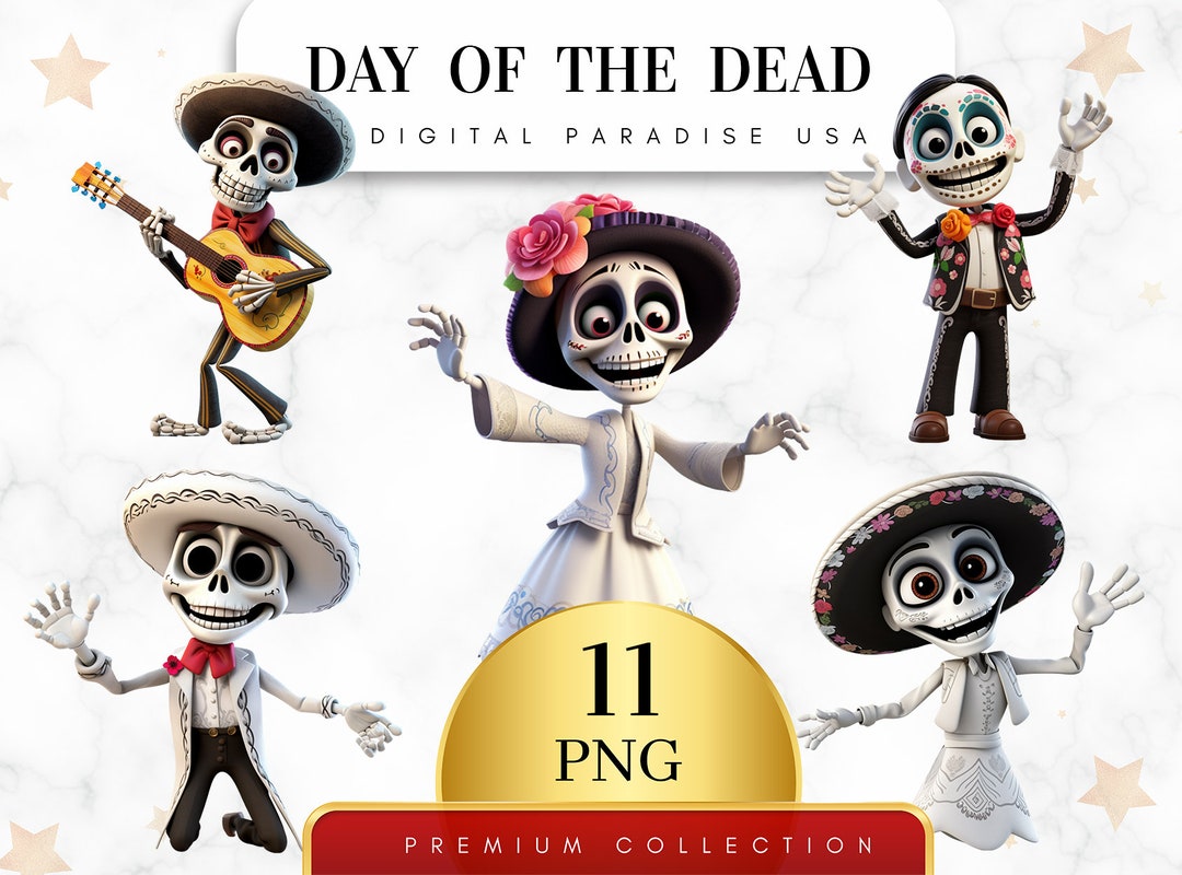 Set of 11, Day of the Dead Clipart, Watercolor Skull PNG, Dia De Los ...