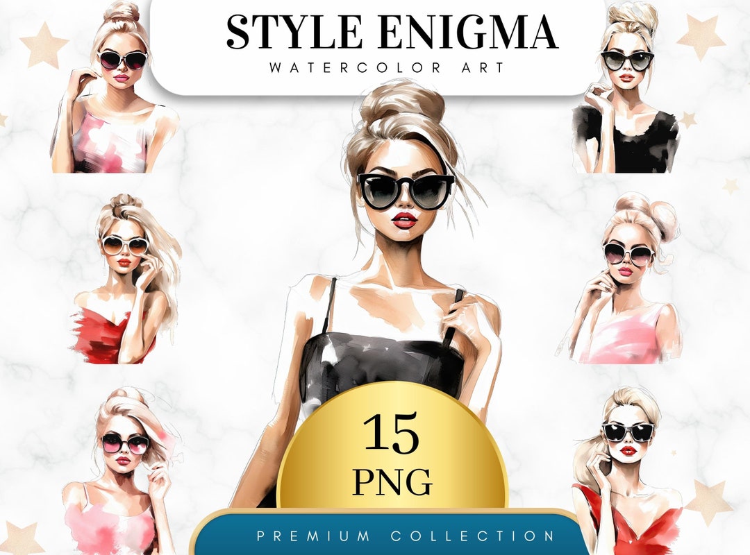 Set of 15, Watercolor Style Enigma, Fashion Girl Clipart, Lady Boss ...