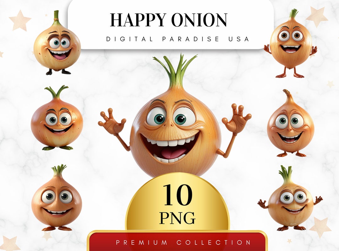 Set of 10, Happy Onion Clipart Bundle, Cute Vegetable PNG, Food Clipart ...