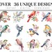 Set of 36, Watercolor Birds Clip Art, Colorful Birds Clipart, Spring ...