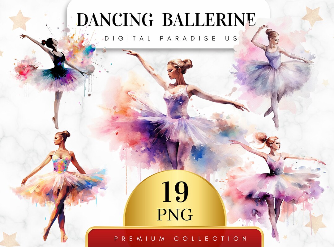 Set of 19, Dancing Ballerine Clipart, Ballerina PNG, Ballet Art, Ballet ...