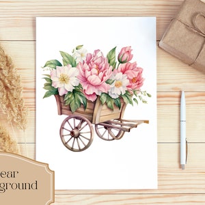 Set of 20, Floral Carts Clipart, Floral PNG, Flower Cart PNG, Garden ...