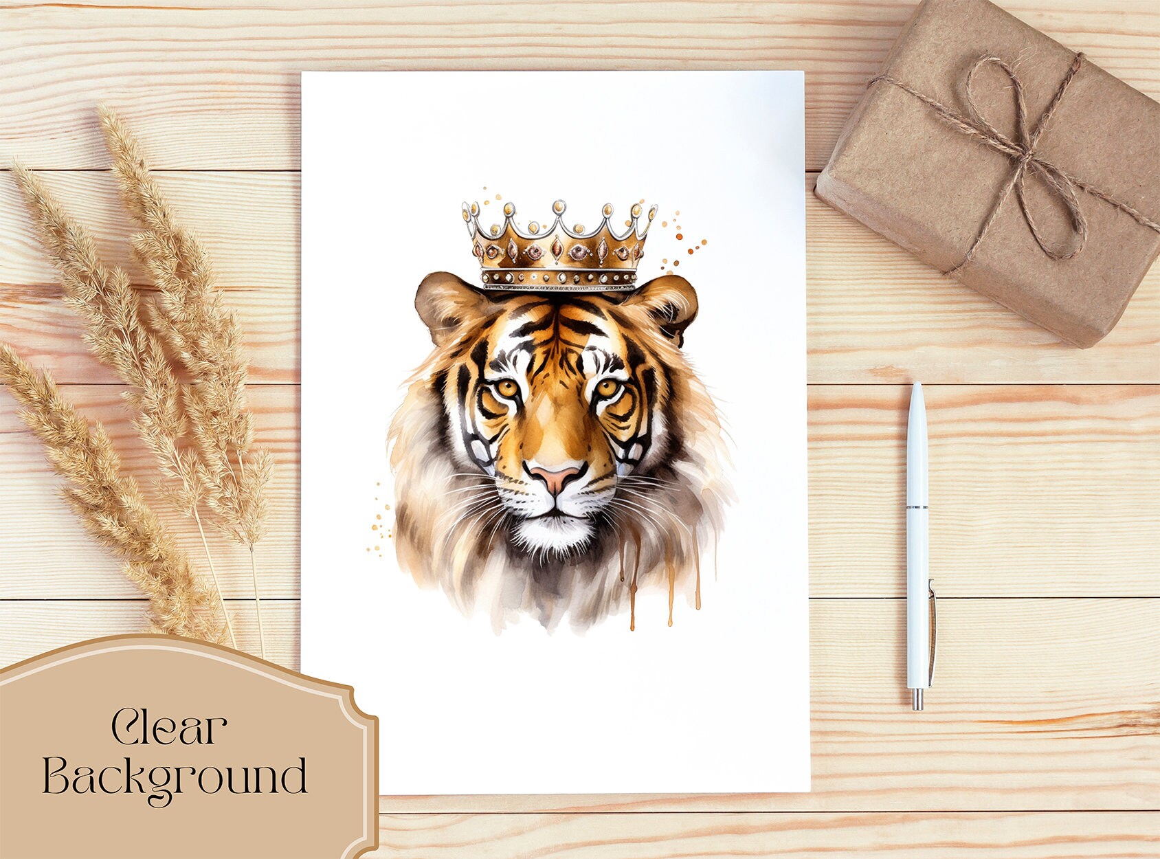Set of 16, Royal Tiger Clipart, Tiger PNG, Jungle Animal, Tiger Art ...