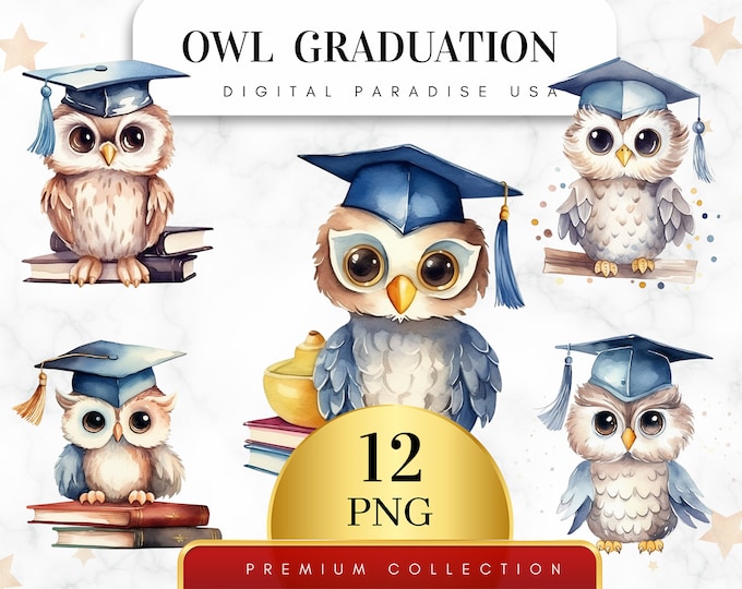 Baby Owl With Glasses & Graduation Cap PNG Clipart, Cute Back to School ...