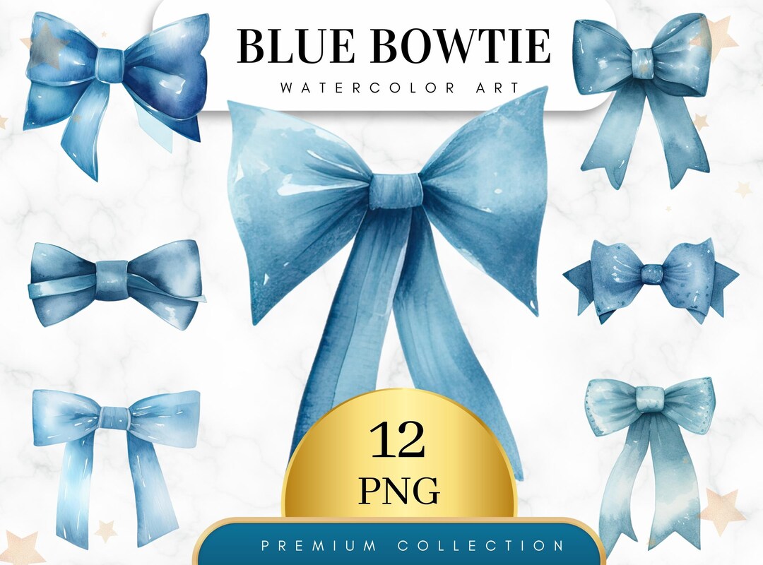 Set of 12, Blue Bowtie Clipart, Bowtie PNG, Baby Boy Clipart, Bowtie ...