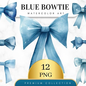Set of 12, Blue Bowtie Clipart, Bowtie PNG, Baby Boy Clipart, Bowtie ...