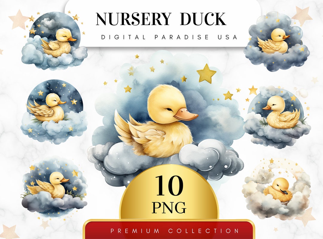 Set of 10, Nursery Duck Clipart, Duck PNG, Baby Shower Decor, Yellow ...