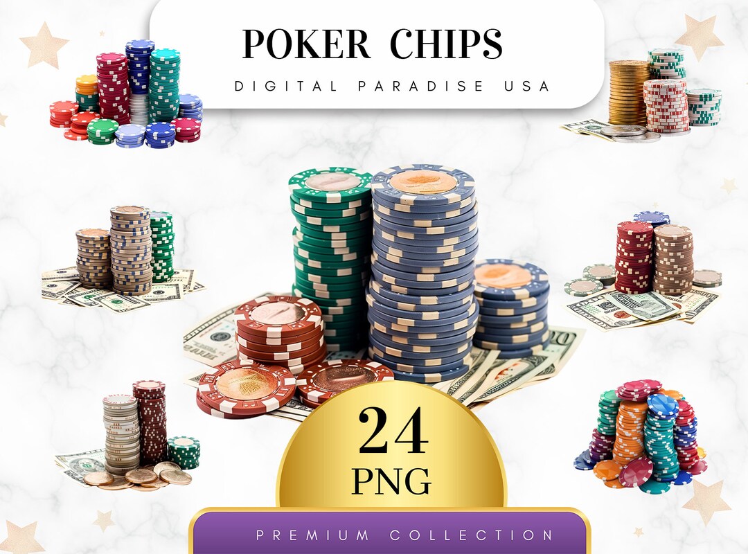 Set of 24, Poker Chips Clipart, Casino Clipart, Gambling PNG, Poker ...