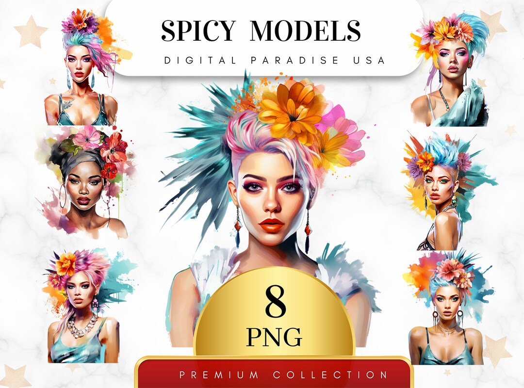 Set of 8 Spicy Models Clipart Model PNG Fashion Clipart - Etsy
