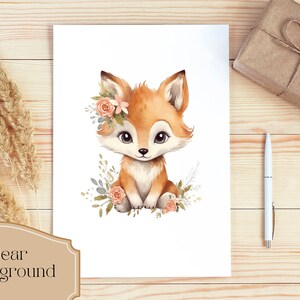 Set of 12, Cute Fox Clipart, Fox PNG, Woodland Animal, Fox Illustration ...