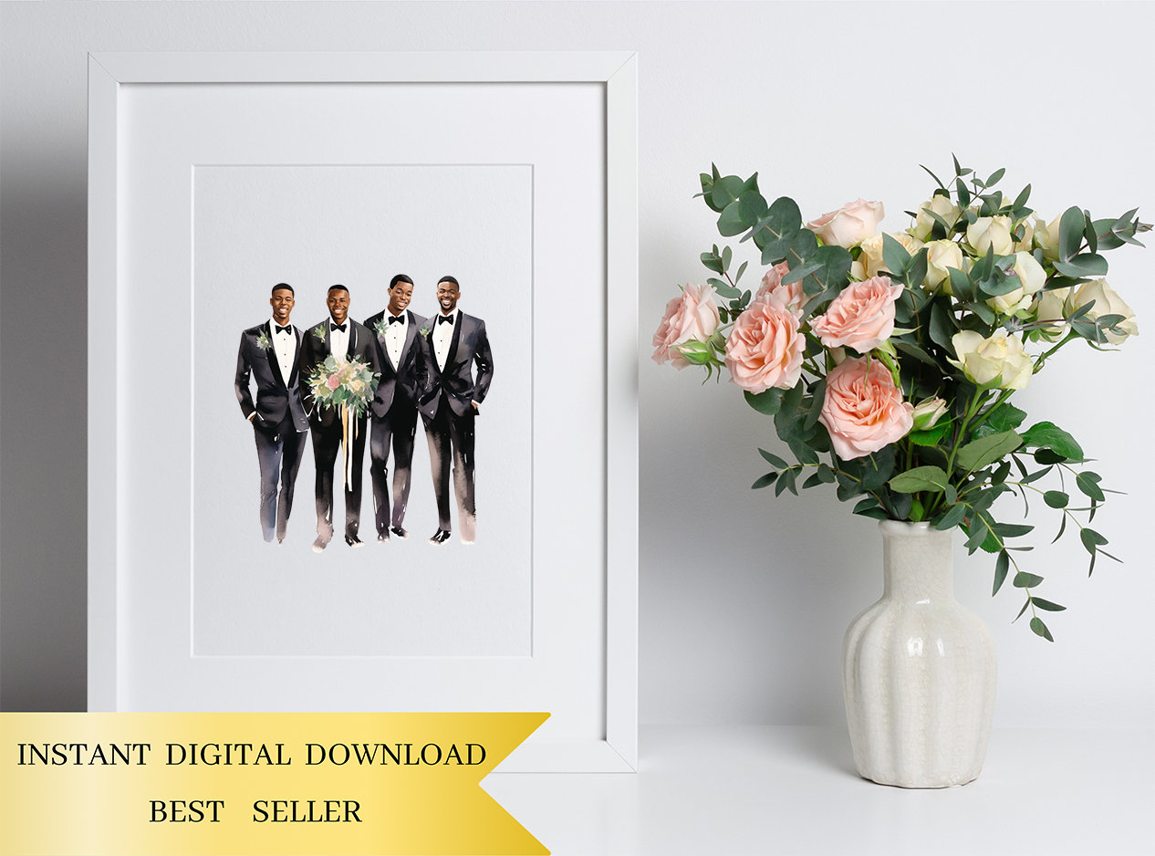 Set of 13, Watercolor Groomsmen Clipart, Wedding Day Clipart Png ...