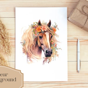 Set of 60, Floral Horses Clipart, Horse PNG, Boho Horse Art, Watercolor ...