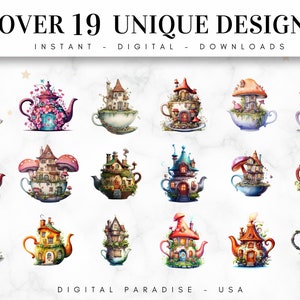 Set of 19, Fantasy Cup Houses Clipart, Cup House PNG, Digital Download ...