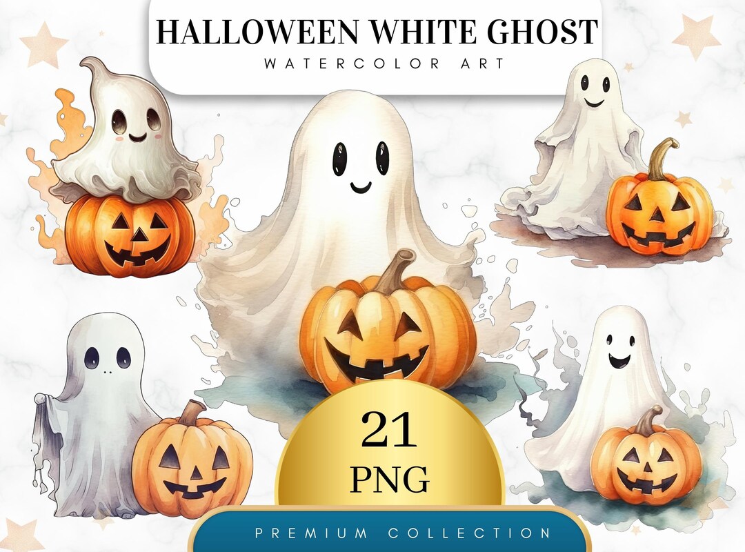 Set of 21, Halloween White Ghost Clipart, Ghost PNG, Spooky Ghost ...