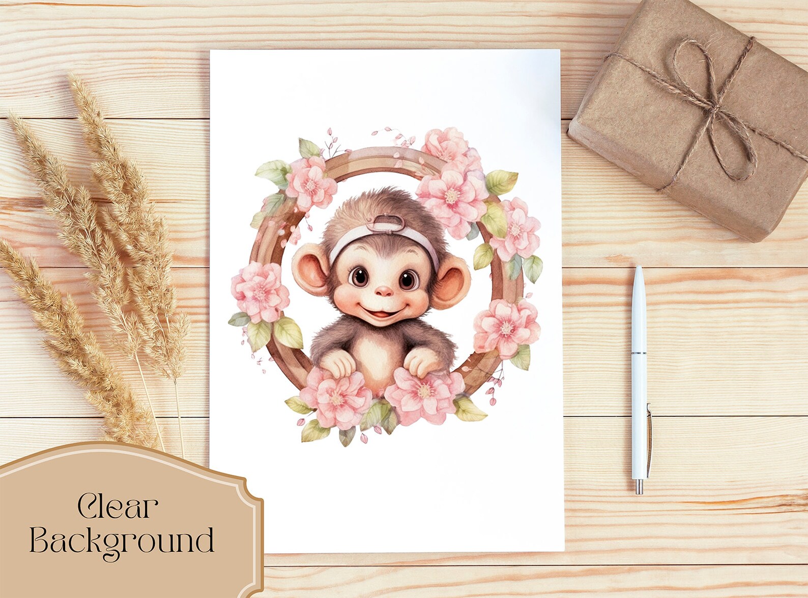 Set of 20, Cute Monkey Clipart, Monkey PNG, Jungle Animal Clipart, Baby ...