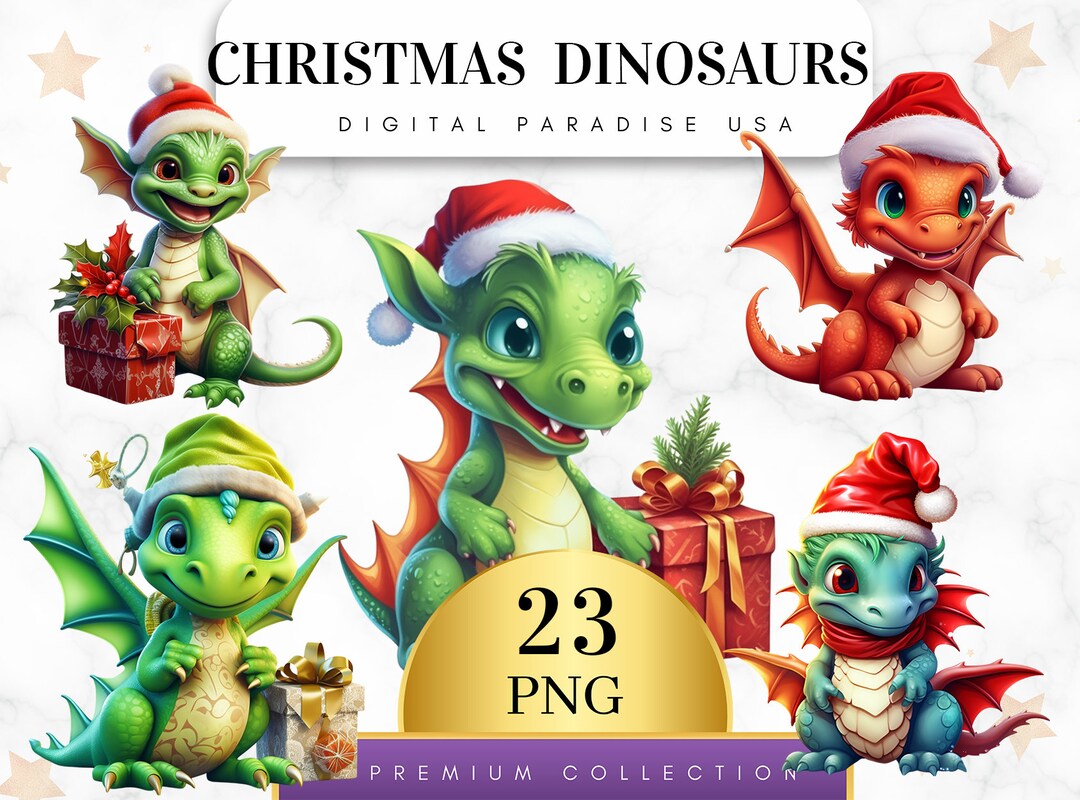 Set of 23, Christmas Dinosaurs Clipart, Dinosaur Clipart, Dinosaur PNG ...