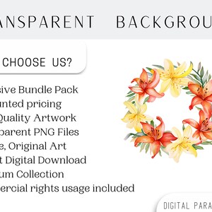 Set of 23, Watercolor Lilies Frames, Lily Clipart, Floral PNG, Wedding ...