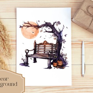 Set of 20, Halloween Bench Clipart, Spooky Bench PNG, Halloween Decor ...