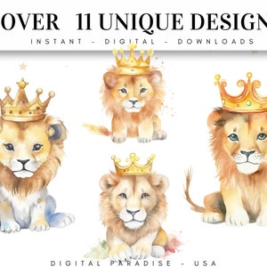 Set of 11, Watercolor Baby Lion Clipart, Lion PNG, Boho Lion ...