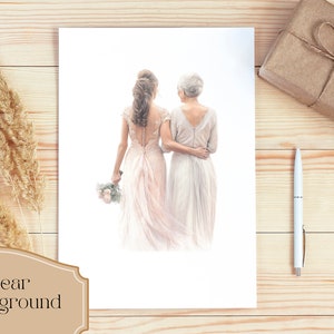 Set of 8, Watercolor Bride With Mom Clipart, Bride and Mother, Bride ...