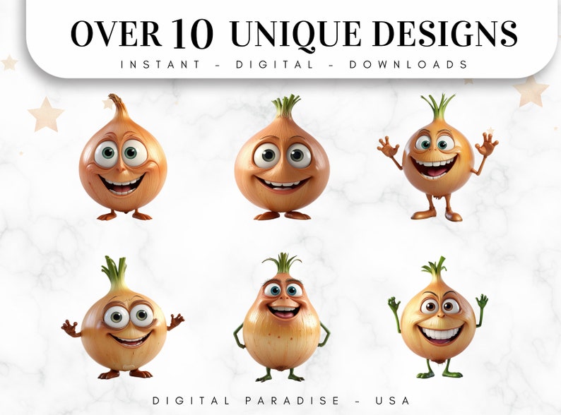 Set of 10, Happy Onion Clipart Bundle, Cute Vegetable PNG, Food Clipart ...