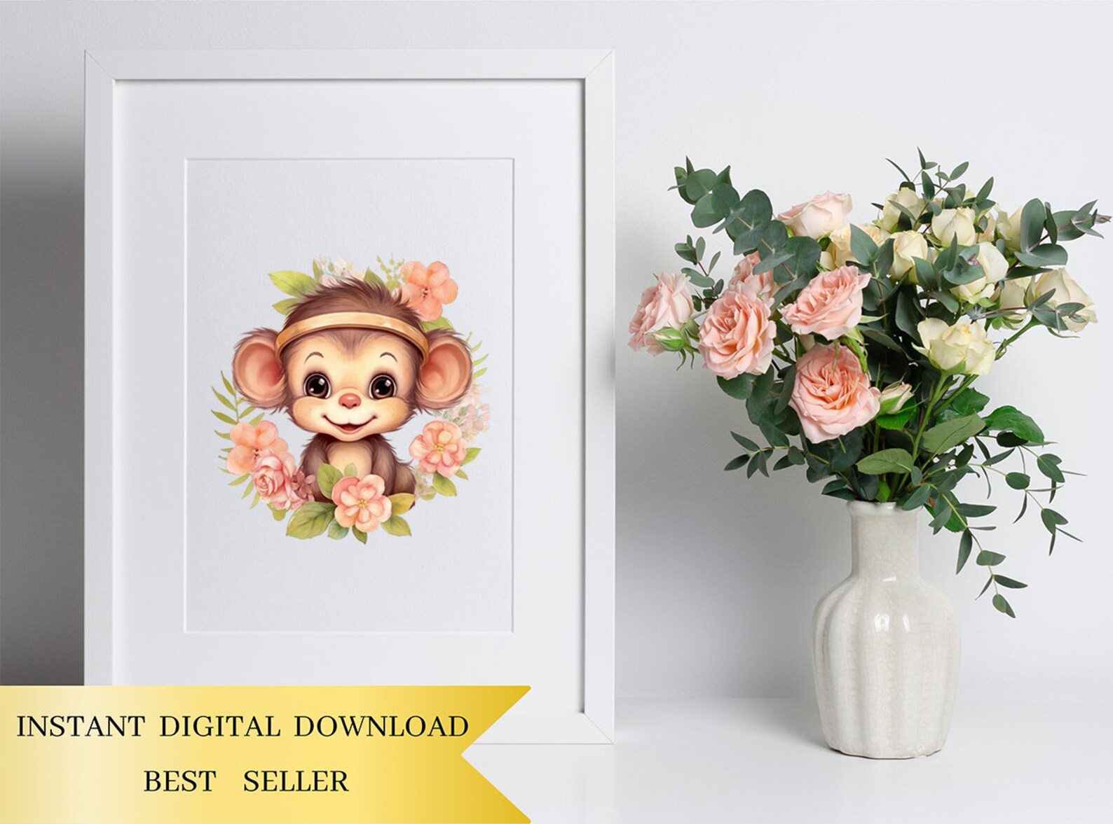 Set of 20, Cute Monkey Clipart, Monkey PNG, Jungle Animal Clipart, Baby ...