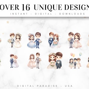 Set of 16, Kids in Wedding Clipart, Wedding Party Bundle, Children in ...