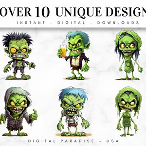 Set of 10, Halloween Ghoul Clipart, Ghoul PNG, Halloween Clipart, Ghoul ...