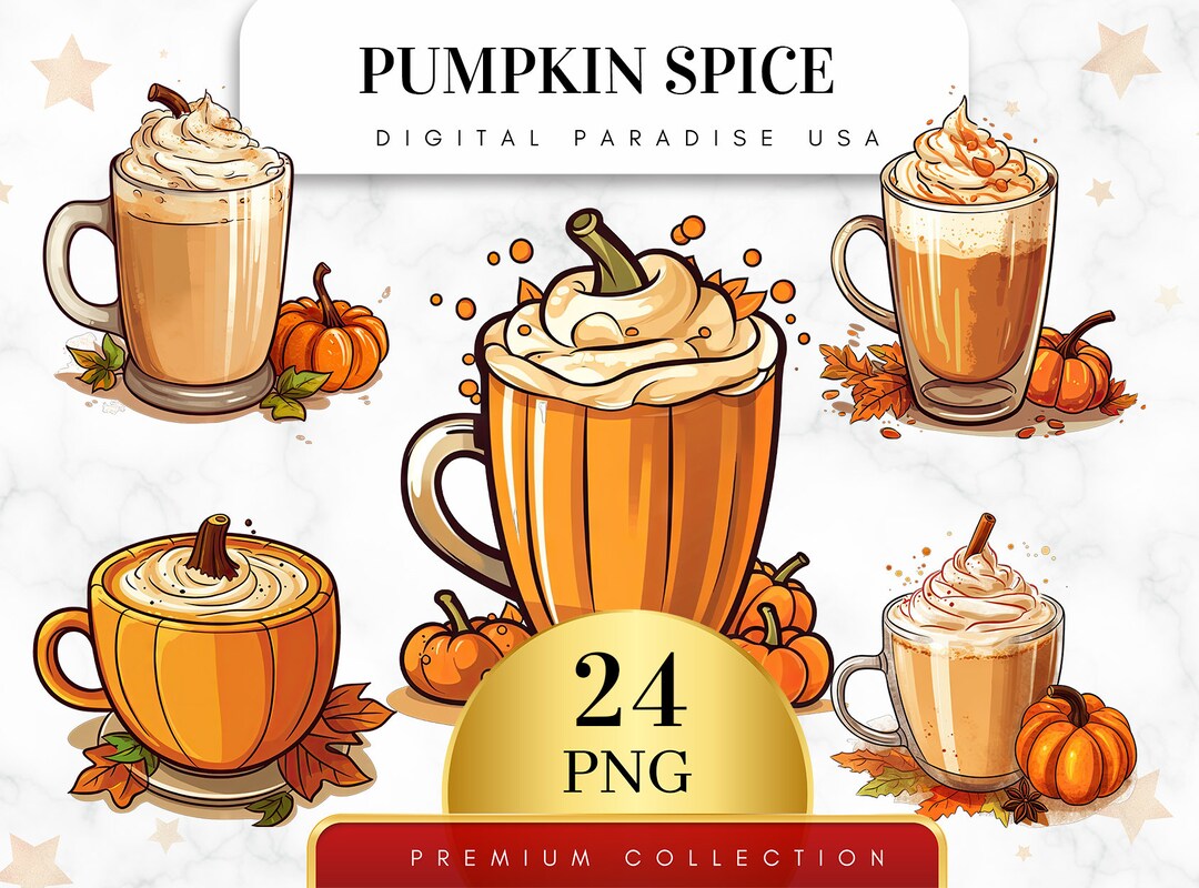 Set of 24 Pumpkin Spice Clipart Fall Clipart Watercolor - Etsy