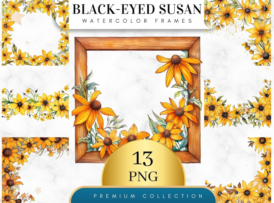 Set of 13, Black Eyed Susan Wreath Clipart, Floral Clipart, Floral ...