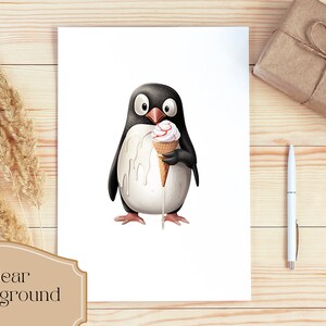 Set of 8, Penguin Ice Cream Clipart, Penguin Clipart, Penguin PNG, Ice ...