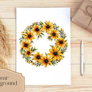 Set of 13, Black Eyed Susan Wreath Clipart, Floral Clipart, Floral ...