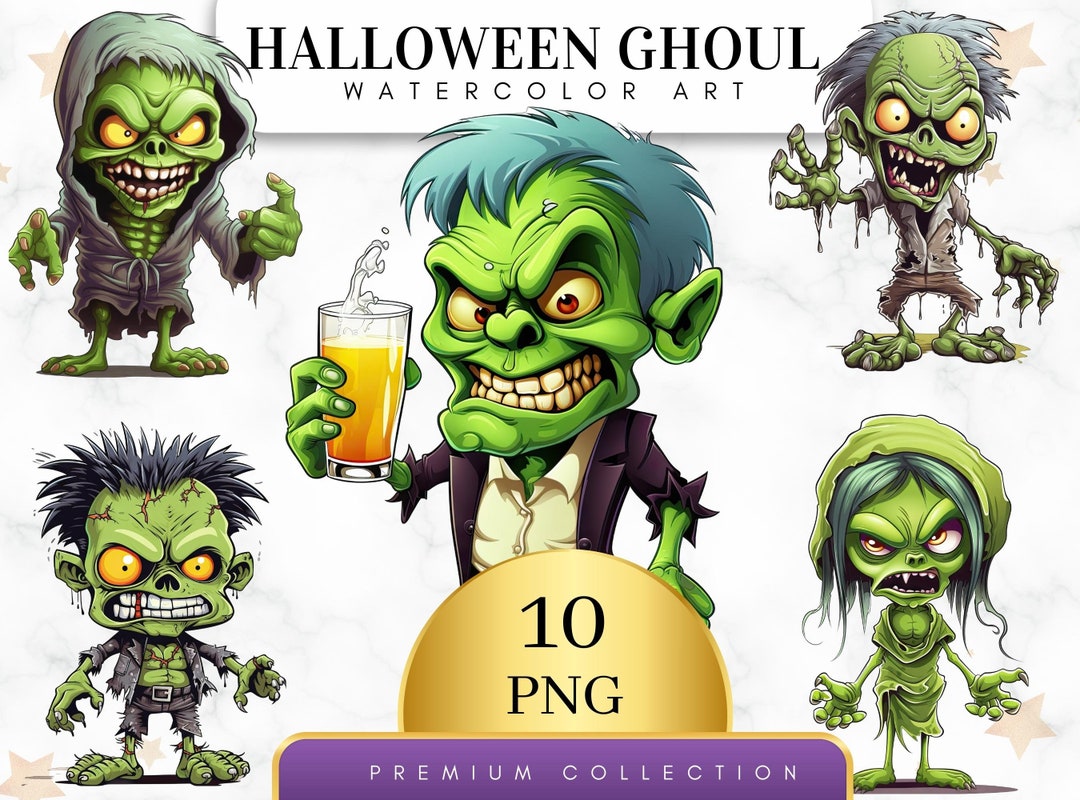 Set of 10, Halloween Ghoul Clipart, Ghoul PNG, Halloween Clipart, Ghoul ...